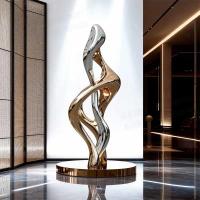 China Custom Stainless Steel Sculptures Modern Abstract Hollow Floor Lamp Sculpture for sale