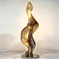 China Custom Stainless Steel Sculptures Modern Abstract Hollow Floor Lamp Sculpture for sale