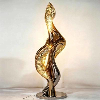 China Custom Stainless Steel Sculptures Modern Abstract Hollow Floor Lamp Sculpture for sale