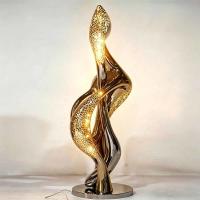 China Custom Stainless Steel Sculptures Modern Abstract Hollow Floor Lamp Sculpture for sale