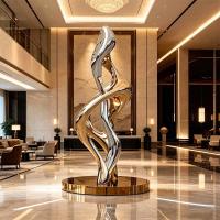 China Custom Stainless Steel Sculptures Modern Abstract Hollow Floor Lamp Sculpture for sale