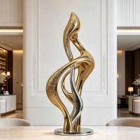 China Custom Stainless Steel Sculptures Modern Abstract Hollow Floor Lamp Sculpture for sale