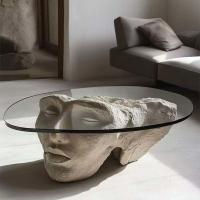 China Custom Art Tables  Handcrafted Resin Wood Sculptural Coffee Table Customizable Top for sale