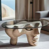 China Custom Art Tables  Handcrafted Resin Wood Sculptural Coffee Table Customizable Top for sale