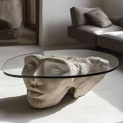 China Custom Art Tables  Handcrafted Resin Wood Sculptural Coffee Table Customizable Top for sale