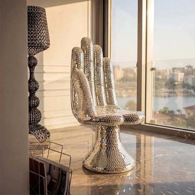 China Custom Art Chairs Lounge Luxury Interiors 108cm Hand Shape Chair for sale