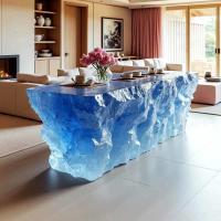 China Custom Art Tables Illuminated Resin Luxury Crystal Bar Counter Custom Colors for sale