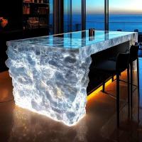 China Custom Art Tables Illuminated Resin Luxury Crystal Bar Counter Custom Colors for sale