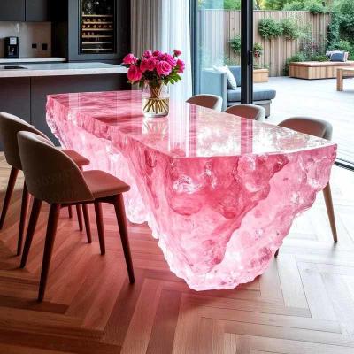 China Custom Art Tables Illuminated Resin Luxury Crystal Bar Counter Custom Colors for sale