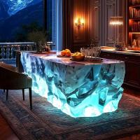 China Custom Art Tables Illuminated Resin Luxury Crystal Bar Counter Custom Colors for sale
