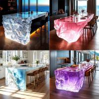 China Custom Art Tables Illuminated Resin Luxury Crystal Bar Counter Custom Colors for sale