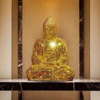 China Custom Gold Buddha Sculptures Mosaic Buddha Statue Decor Handmade Fiberglass for sale