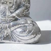 China Luxury Silver Mosaic Buddha Sculptures Custom Mirror Outdoor Buddha Statue For Hotels for sale