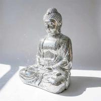 China Luxury Silver Mosaic Buddha Sculptures Custom Mirror Outdoor Buddha Statue For Hotels for sale