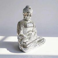 China Luxury Silver Mosaic Buddha Sculptures Custom Mirror Outdoor Buddha Statue For Hotels for sale