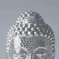 China Luxury Silver Mosaic Buddha Sculptures Custom Mirror Outdoor Buddha Statue For Hotels for sale