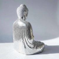 China Luxury Silver Mosaic Buddha Sculptures Custom Mirror Outdoor Buddha Statue For Hotels for sale