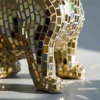 China ISO9001 Gold French Bulldog Sculpture Decorative Luxury Mirror Statue For Home Decor for sale