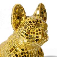 China ISO9001 Gold French Bulldog Sculpture Decorative Luxury Mirror Statue For Home Decor for sale