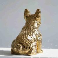 China ISO9001 Gold French Bulldog Sculpture Decorative Luxury Mirror Statue For Home Decor for sale