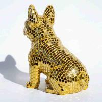 China ISO9001 Gold French Bulldog Sculpture Decorative Luxury Mirror Statue For Home Decor for sale