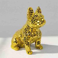 China ISO9001 Gold French Bulldog Sculpture Decorative Luxury Mirror Statue For Home Decor for sale