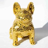 China ISO9001 Gold French Bulldog Sculpture Decorative Luxury Mirror Statue For Home Decor for sale