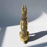 China Gold Doberman Mosaic Art Dog Sculpture Luxury Mirror Floor Standing For Interior for sale