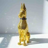 China Gold Doberman Mosaic Art Dog Sculpture Luxury Mirror Floor Standing For Interior for sale