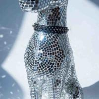 China Gold Doberman Mosaic Art Dog Sculpture Luxury Mirror Floor Standing For Interior for sale