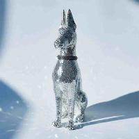 China Gold Doberman Mosaic Art Dog Sculpture Luxury Mirror Floor Standing For Interior for sale