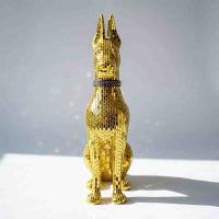 China Gold Doberman Mosaic Art Dog Sculpture Luxury Mirror Floor Standing For Interior for sale
