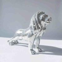 China Luxury Mirror Mosaic Art Walking Lion Handcrafted Fiberglass Lion Statue For Hotels for sale