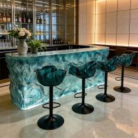 China Gas Lift Luxury Counter Stools Metal Base Sculptural Resin Bar Stool for sale