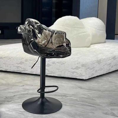China Gas Lift Luxury Counter Stools Metal Base Sculptural Resin Bar Stool for sale
