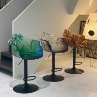China Gas Lift Luxury Counter Stools Metal Base Sculptural Resin Bar Stool for sale