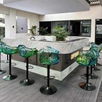 China Gas Lift Luxury Counter Stools Metal Base Sculptural Resin Bar Stool for sale