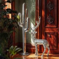 China 60 × 17 × 110cm Deer Sculpture Mosaic Standing Luxury Floor Outdoor Stag Statue For Villas for sale