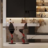 China Modern Art Chairs Mirror Polish Commercial Spaces Stainless Steel Bar Stool for sale