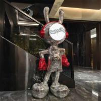 China LED Mirror Mosaic Rabbit Sculpture Light Handcrafted Character Art For Commercial Spaces for sale