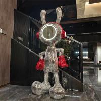 China LED Mirror Mosaic Rabbit Sculpture Light Handcrafted Character Art For Commercial Spaces for sale