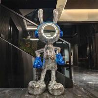 China LED Mirror Mosaic Rabbit Sculpture Light Handcrafted Character Art For Commercial Spaces for sale