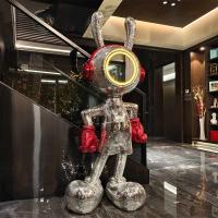 China LED Mirror Mosaic Rabbit Sculpture Light Handcrafted Character Art For Commercial Spaces for sale