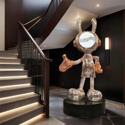 China Luxury LED Floor Standing Sculptures Bluetooth Hotels Outdoor Rabbit Statues for sale
