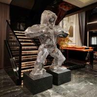 China Large Geometric Gorilla Sculpture Fiberglass Gorilla Statue For Villas for sale