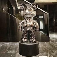 China Electroplated Floor Standing Sculptures Luxury Commercial Display Resin Bear Sculpture for sale