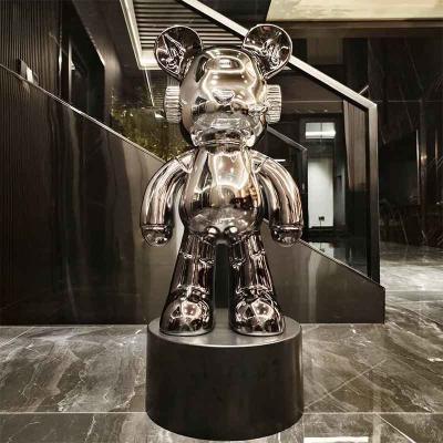 China Electroplated Floor Standing Sculptures Luxury Commercial Display Resin Bear Sculpture for sale