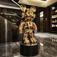 China Electroplated Floor Standing Sculptures Luxury Commercial Display Resin Bear Sculpture for sale