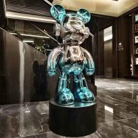 China Electroplated Floor Standing Sculptures Luxury Commercial Display Resin Bear Sculpture for sale