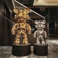 China Electroplated Floor Standing Sculptures Luxury Commercial Display Resin Bear Sculpture for sale
